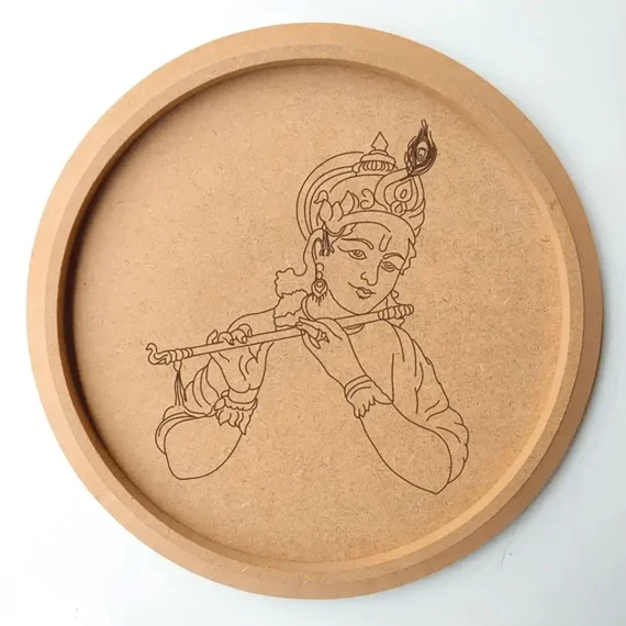 MDF Pre Marked Round Krishna Design